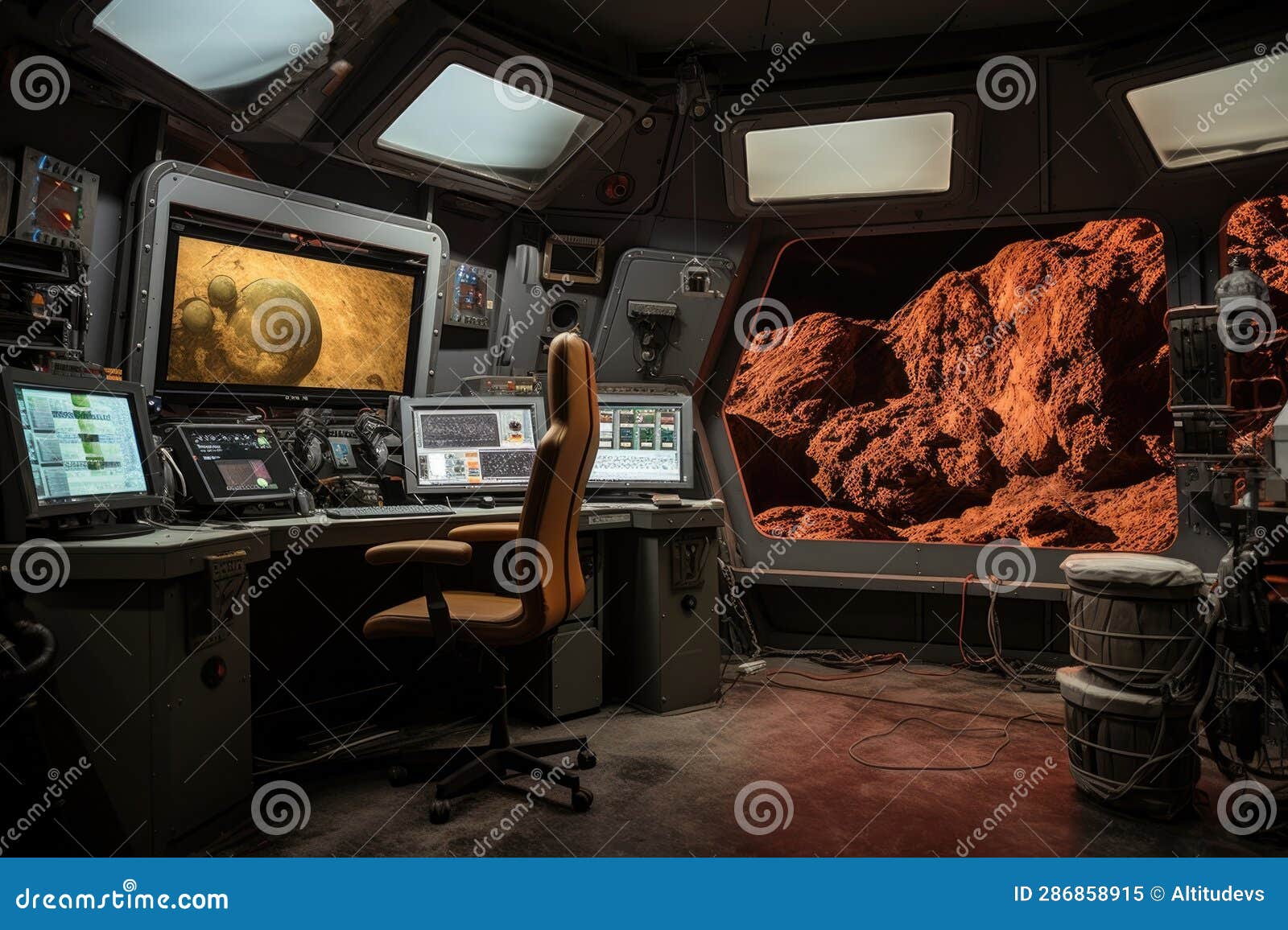 Communication Station Inside Mars Simulation Habitat Stock Image ...