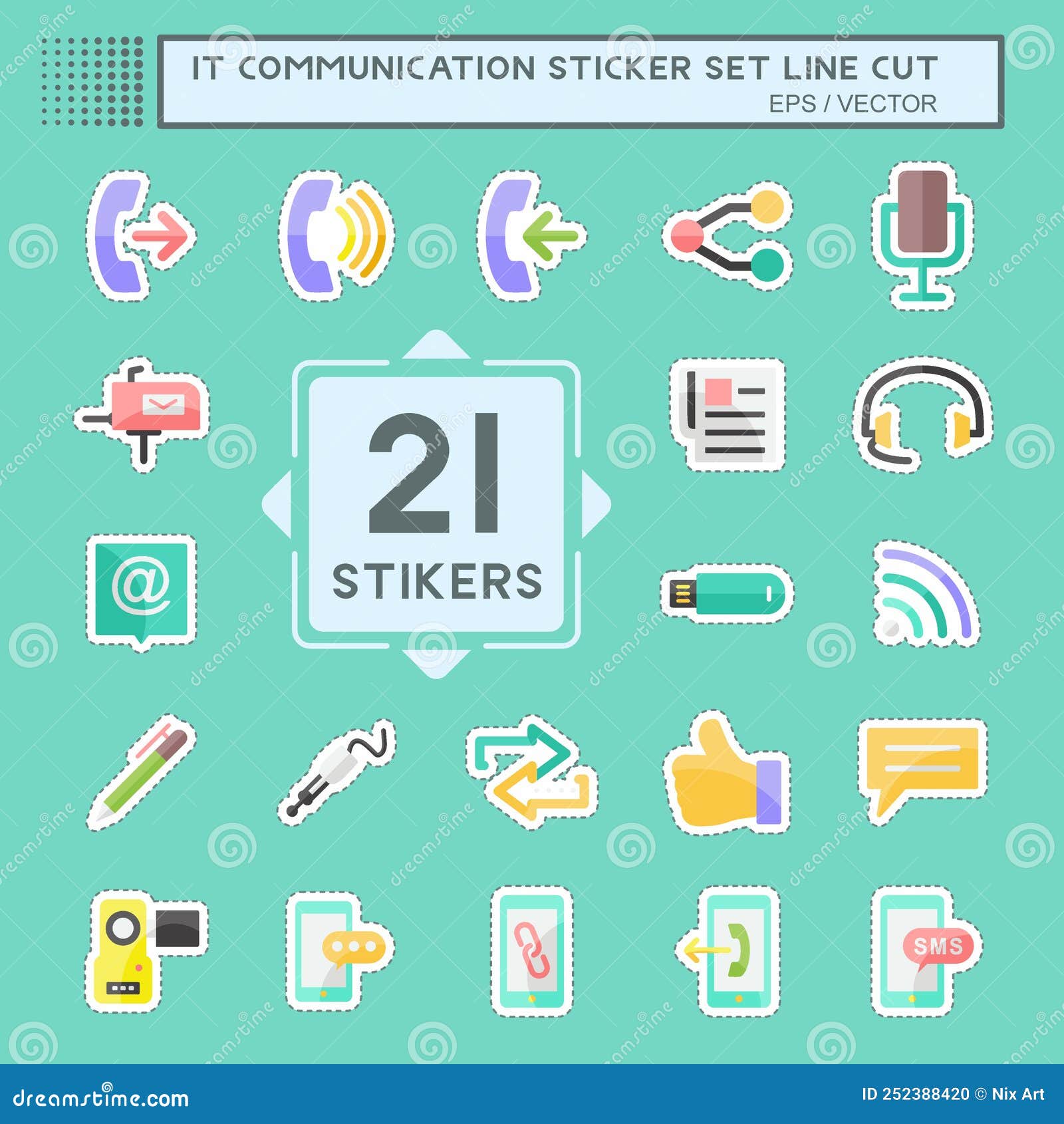 It Communication Sticker Line Cut Set. Suitable for Education Symbol ...