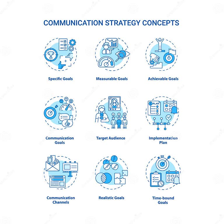 Communication Strategy Concept Icons Set Stock Vector - Illustration of ...