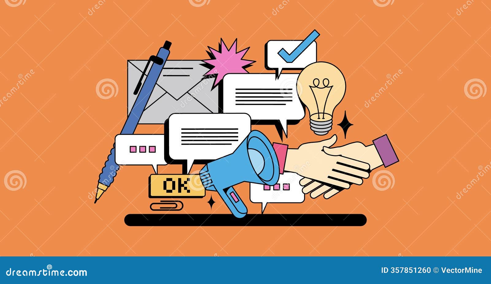 Communication through Symbols, Handshake, Speech Bubbles, and Light ...