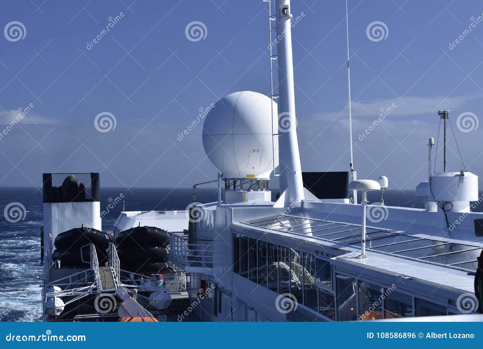 Communication Systems in Ocean Ship Stock Photo - Image of water ...