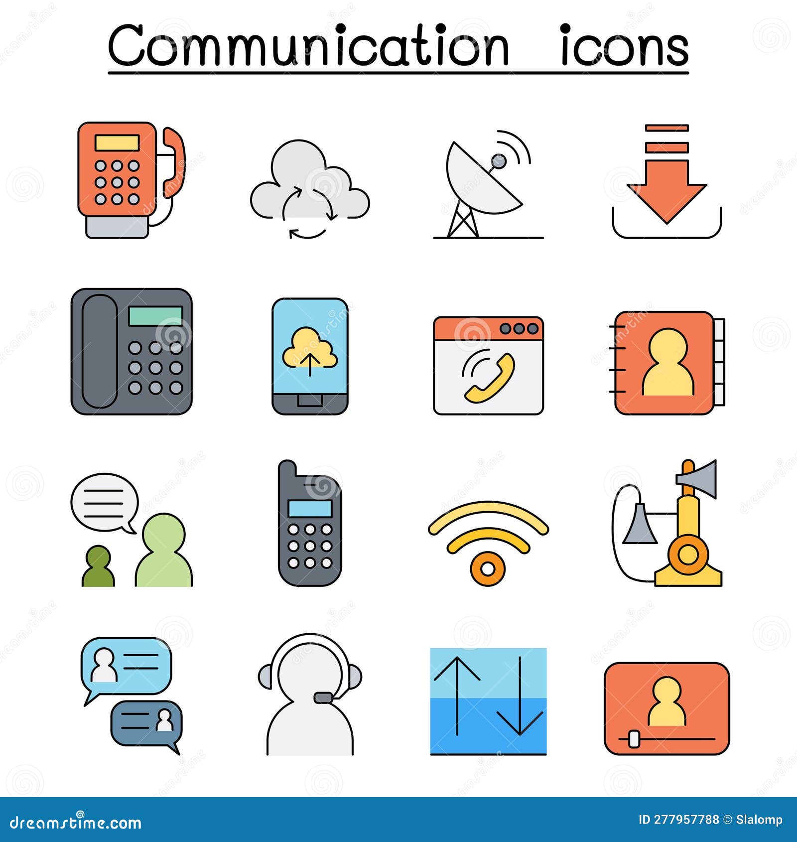 Communication and Technology Color Line Icon Set Stock Vector ... Communication and Technology Color Line Icon Set Stock Vector ...