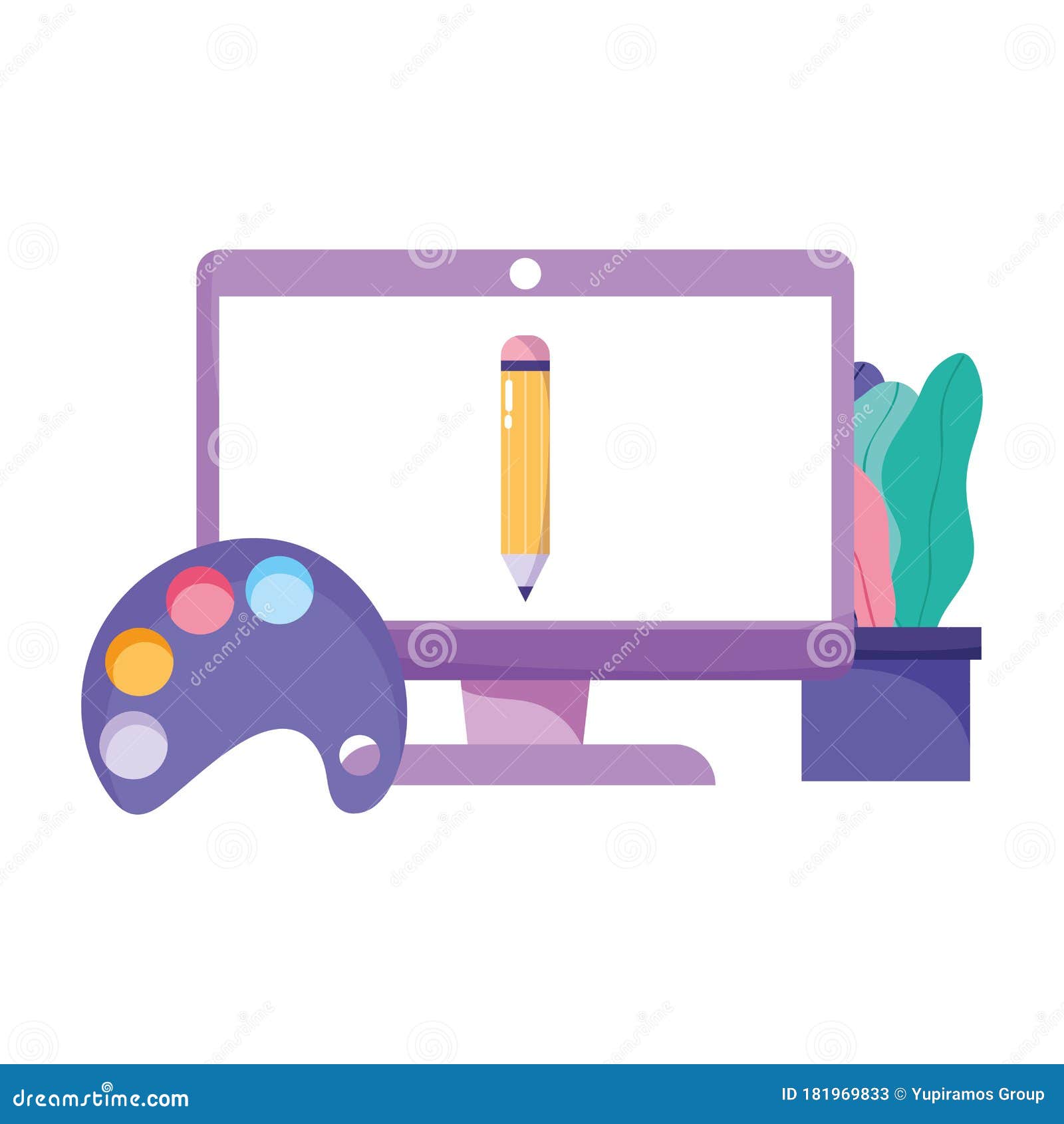 Communication and Technology, Computer Pencil Color Palette Idea Stock ...