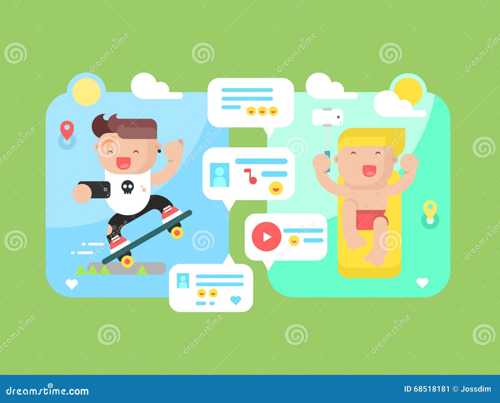 Communication Technology Concept Flat Stock Vector - Illustration of ...