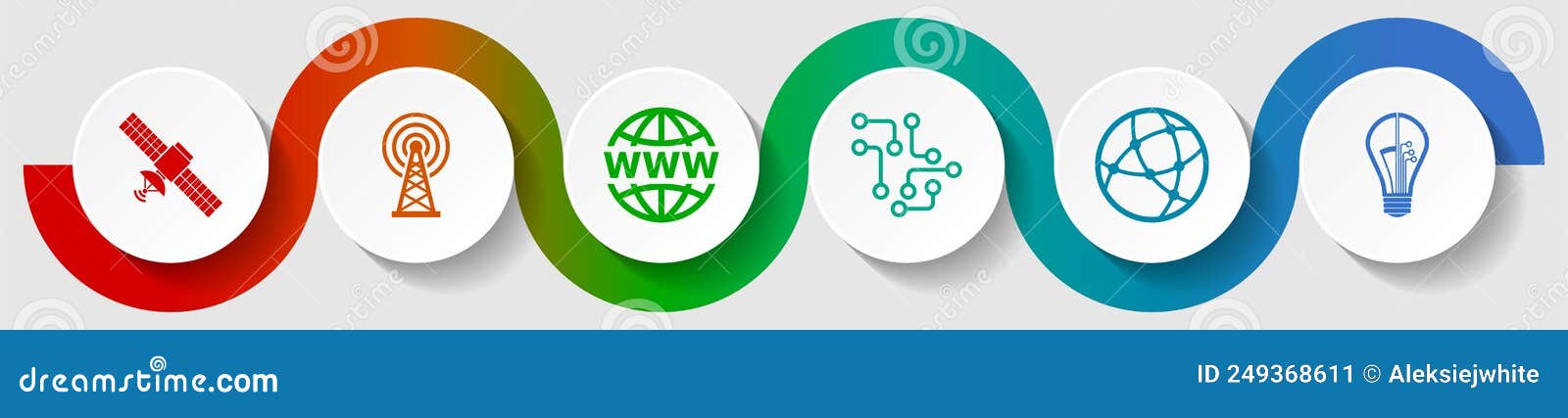 Communication, Technology Concept Infographic Vector Template, Internet ...