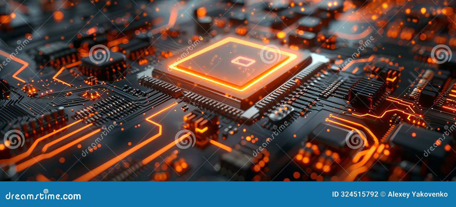 Communication Technology Concept with Phone Symbol on a Microchip ...