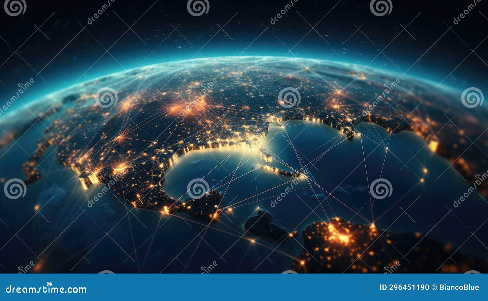 Communication Technology with Connections Around Earth Stock Photo ...