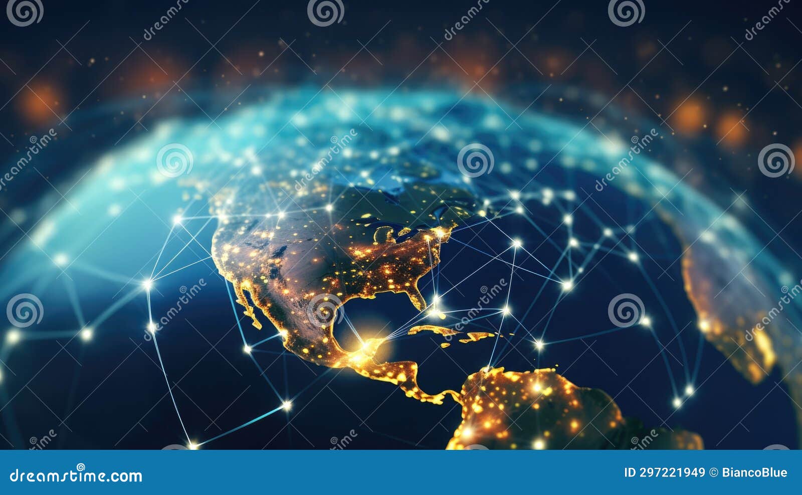 Communication Technology with Connections Around Earth Stock ...