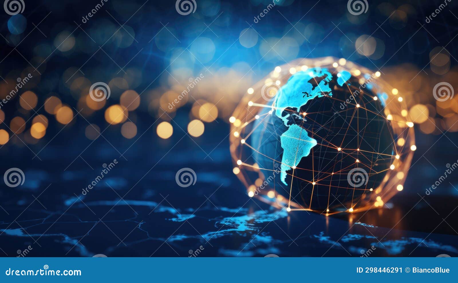 Communication Technology with Connections Around Earth Stock Image ...
