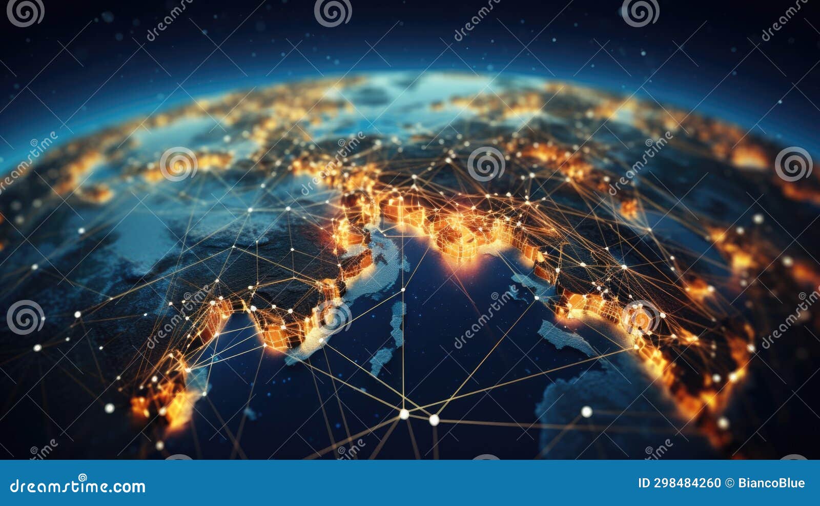 Communication Technology with Connections Around Earth Stock Photo ...