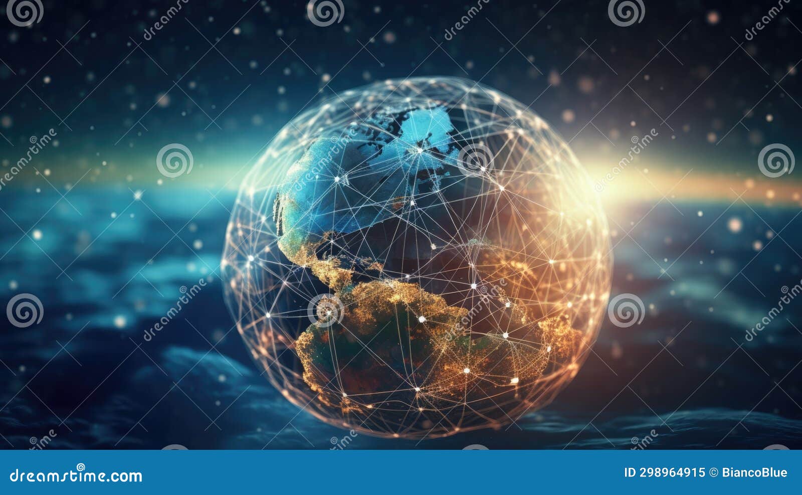 Communication Technology with Connections Around Earth Stock ...