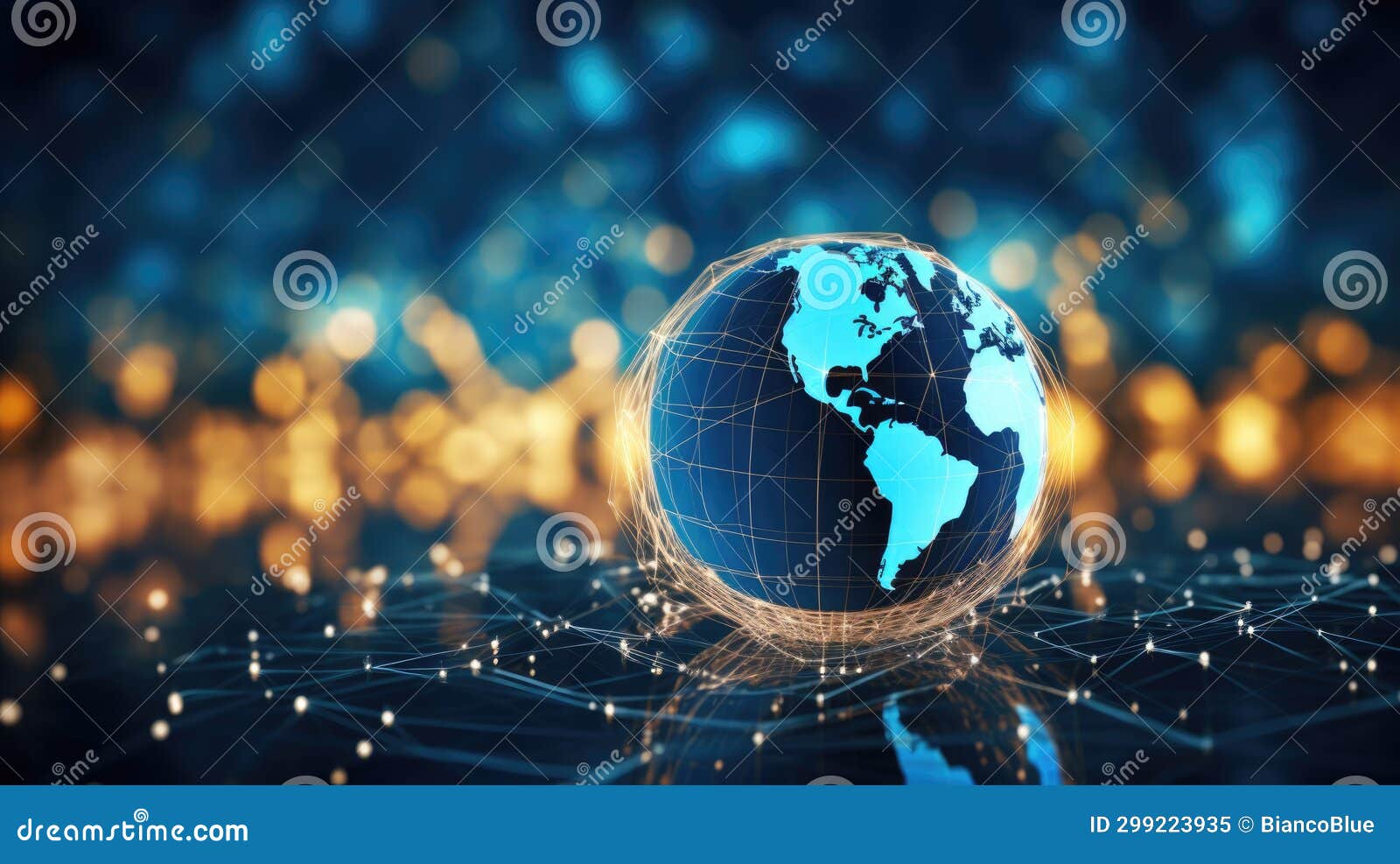 Communication Technology with Connections Around Earth Stock ...