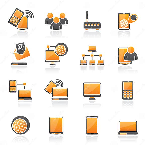 Communication and Technology Equipment Icons Stock Vector ...