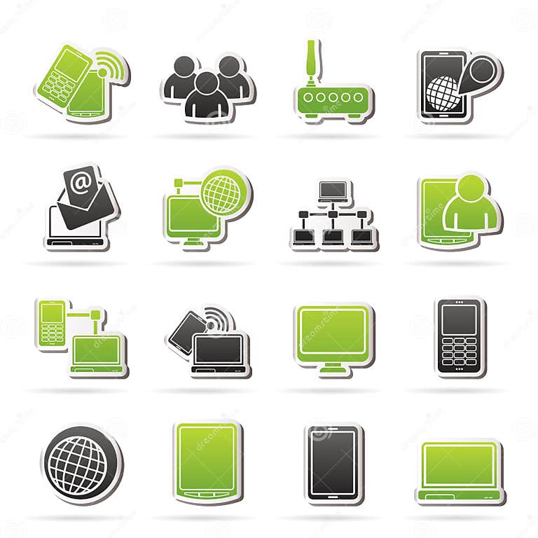 Communication and Technology Equipment Icons Stock Vector ...