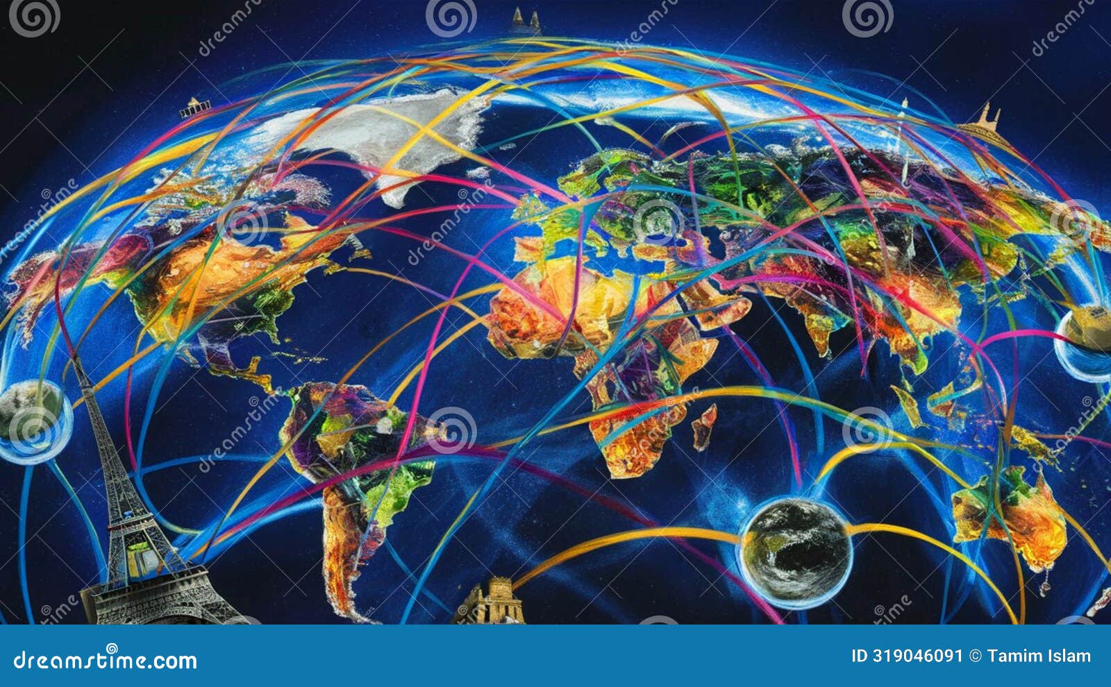 Communication Technology Global World Network Concept.Futuristic ...