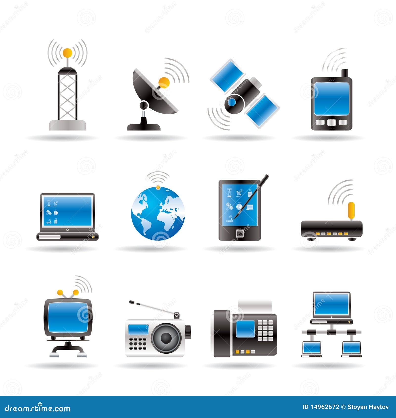 Communication and Technology Icons Stock Vector - Illustration of ...