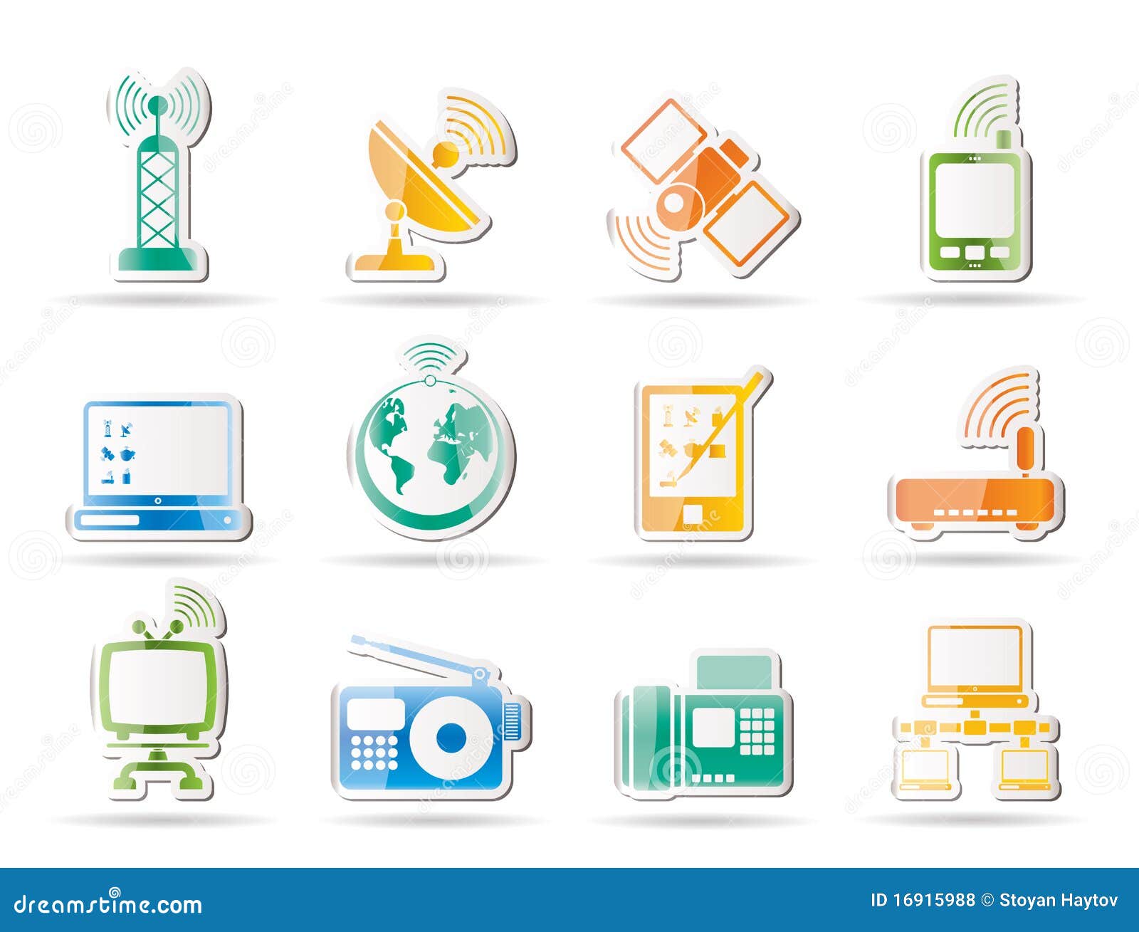 Communication and Technology Icons Stock Vector - Illustration of ...
