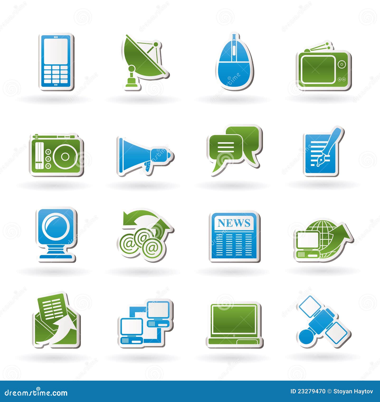 Communication and Technology Icons Stock Vector - Illustration of sign ...