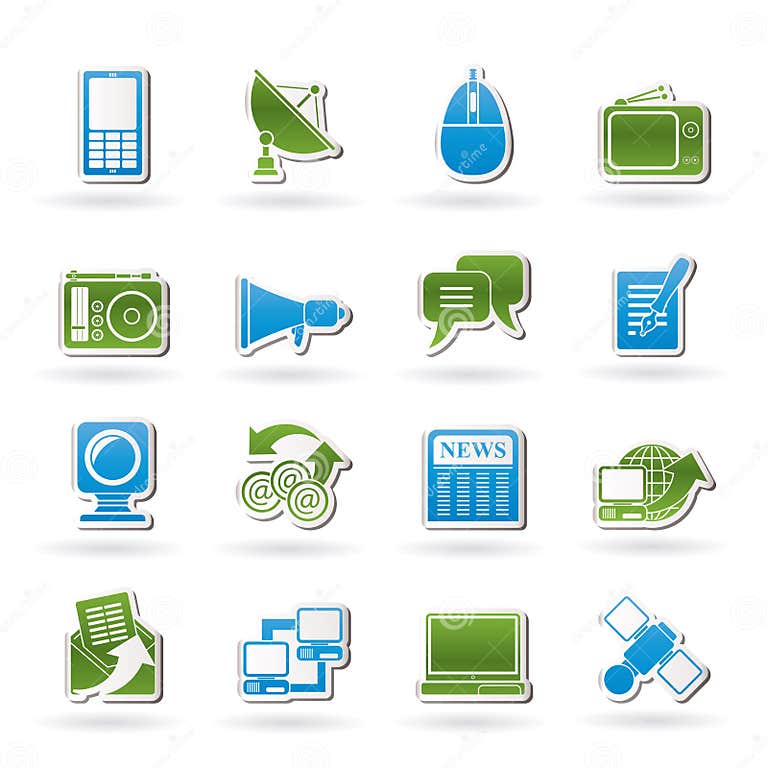 Communication and Technology Icons Stock Vector - Illustration of sign ...
