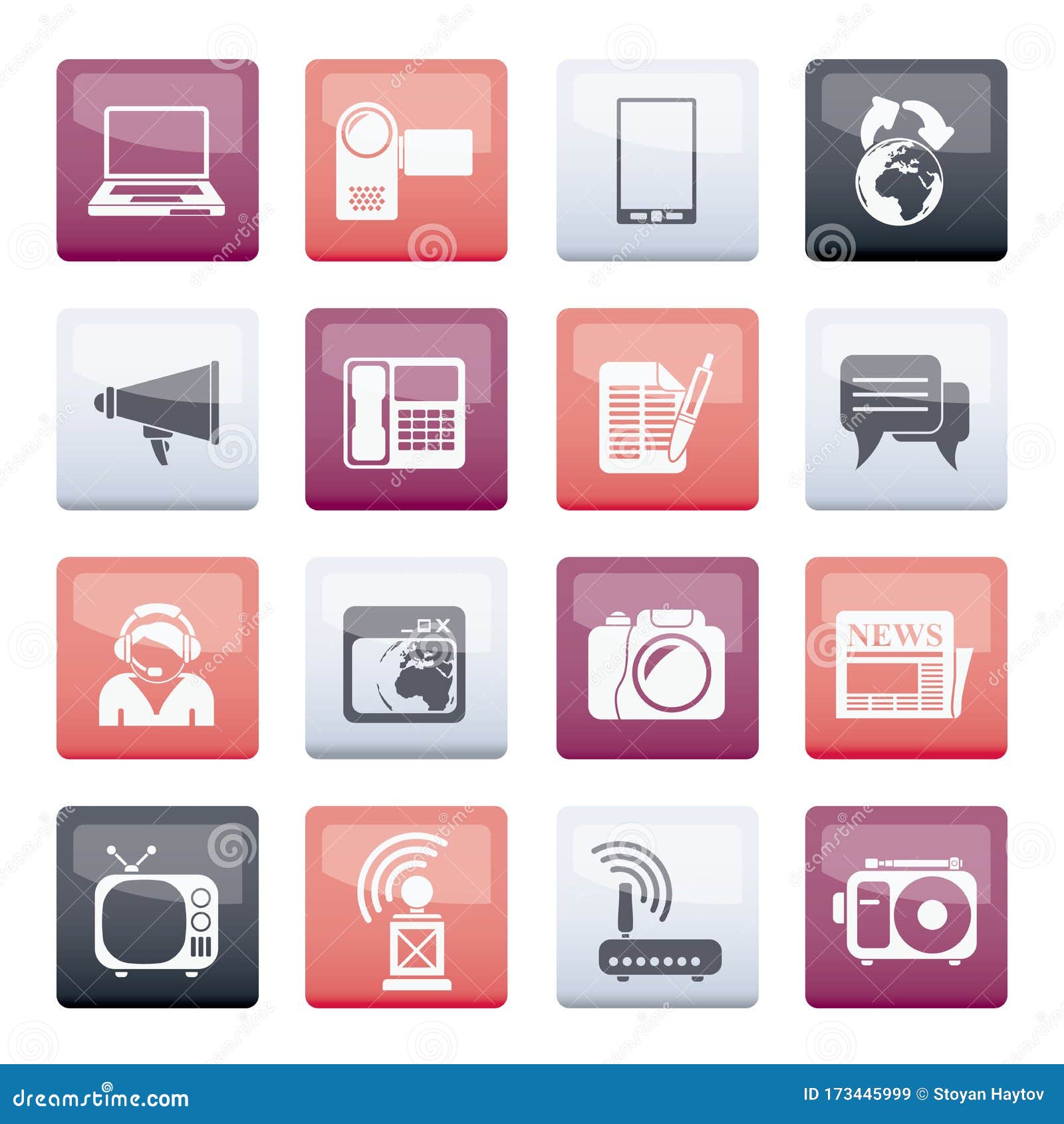 Communication and Technology Icons Stock Vector - Illustration of icon ...