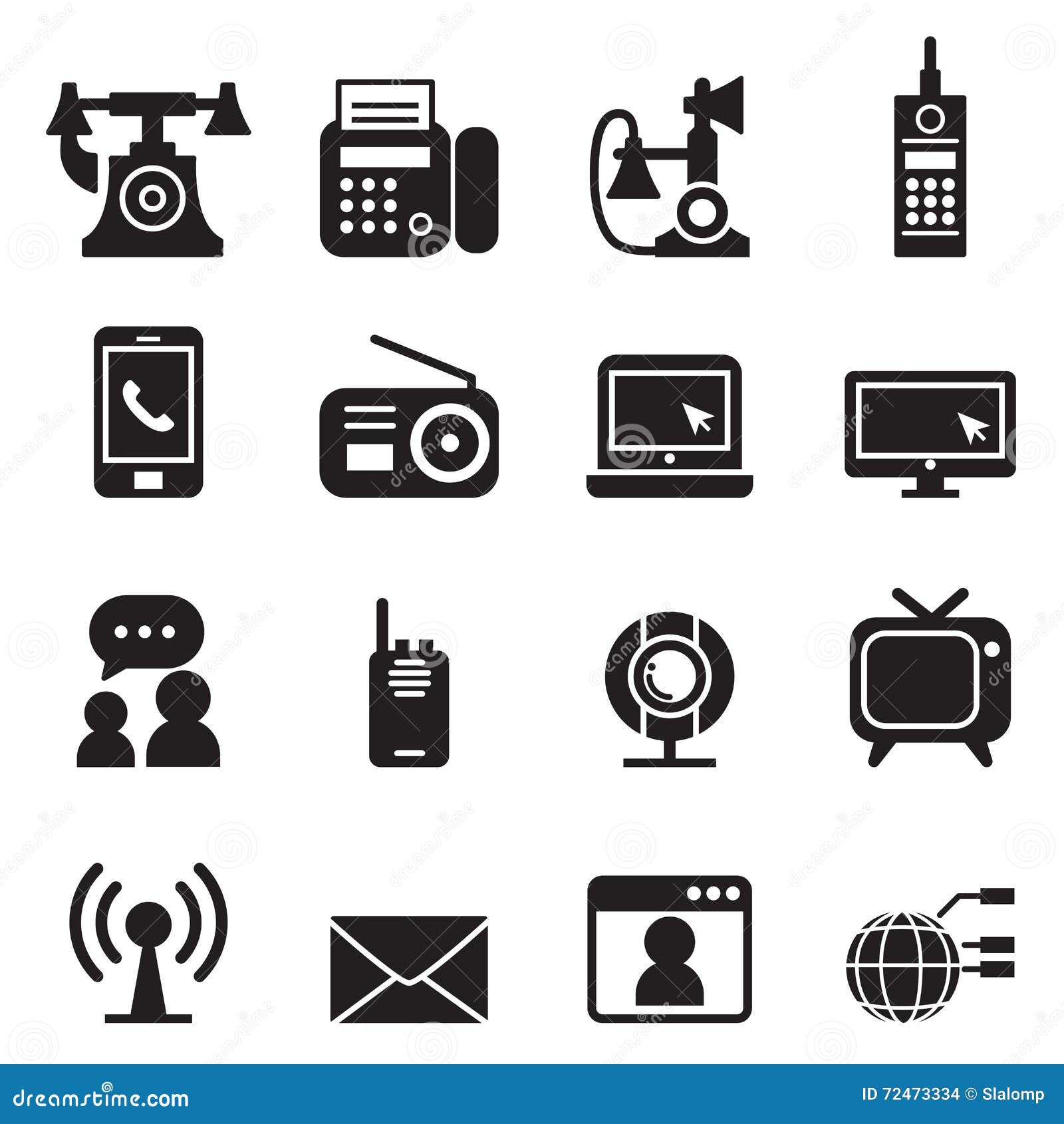 Communication Technology Icons Set Vector Stock Vector - Illustration ...