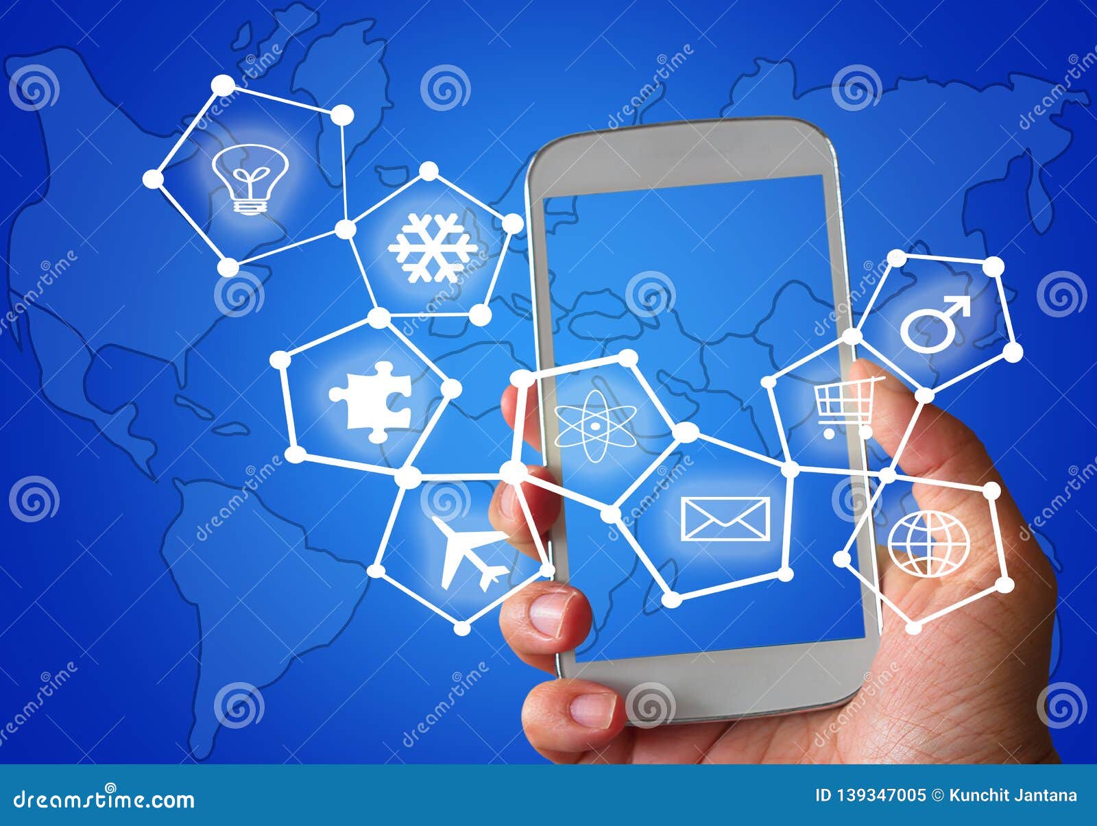 Communication Technology with Mobile Phone Stock Image - Image of ...