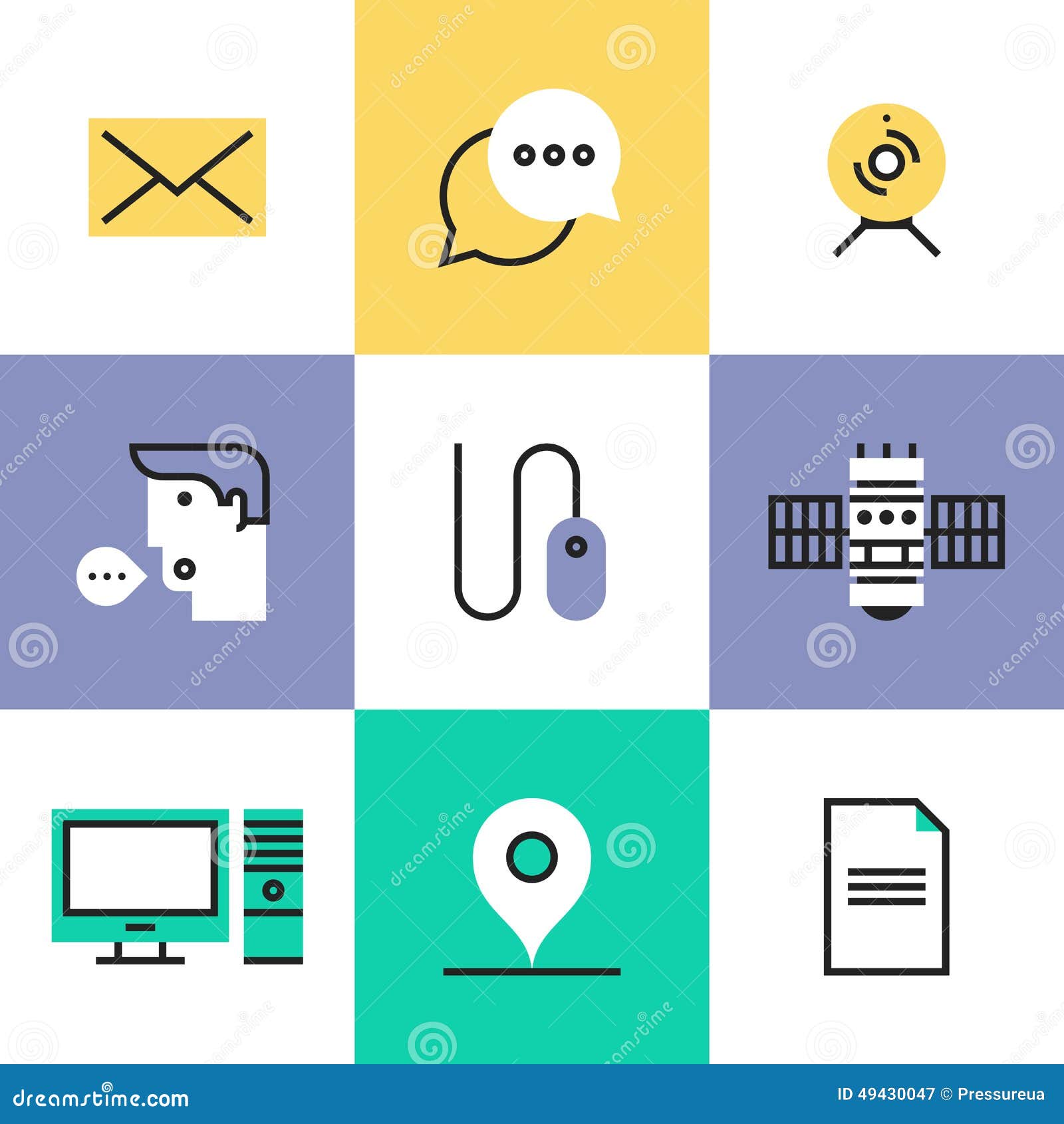 Communication Technology Pictogram Icons Set Stock Vector ...