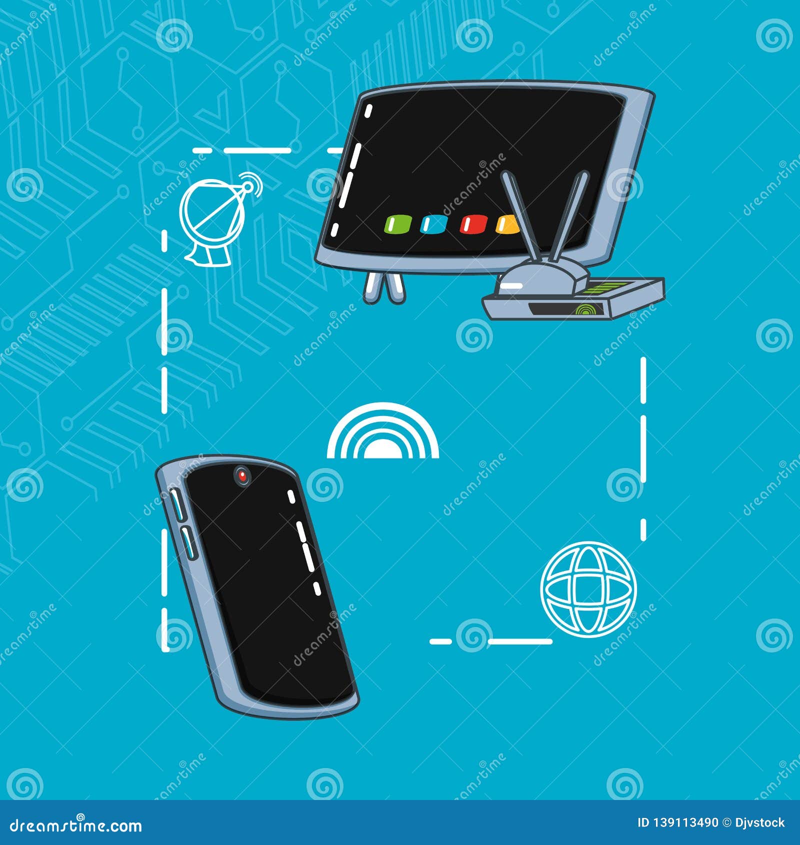 Communication Technology Set Gadgets Stock Vector - Illustration of ...