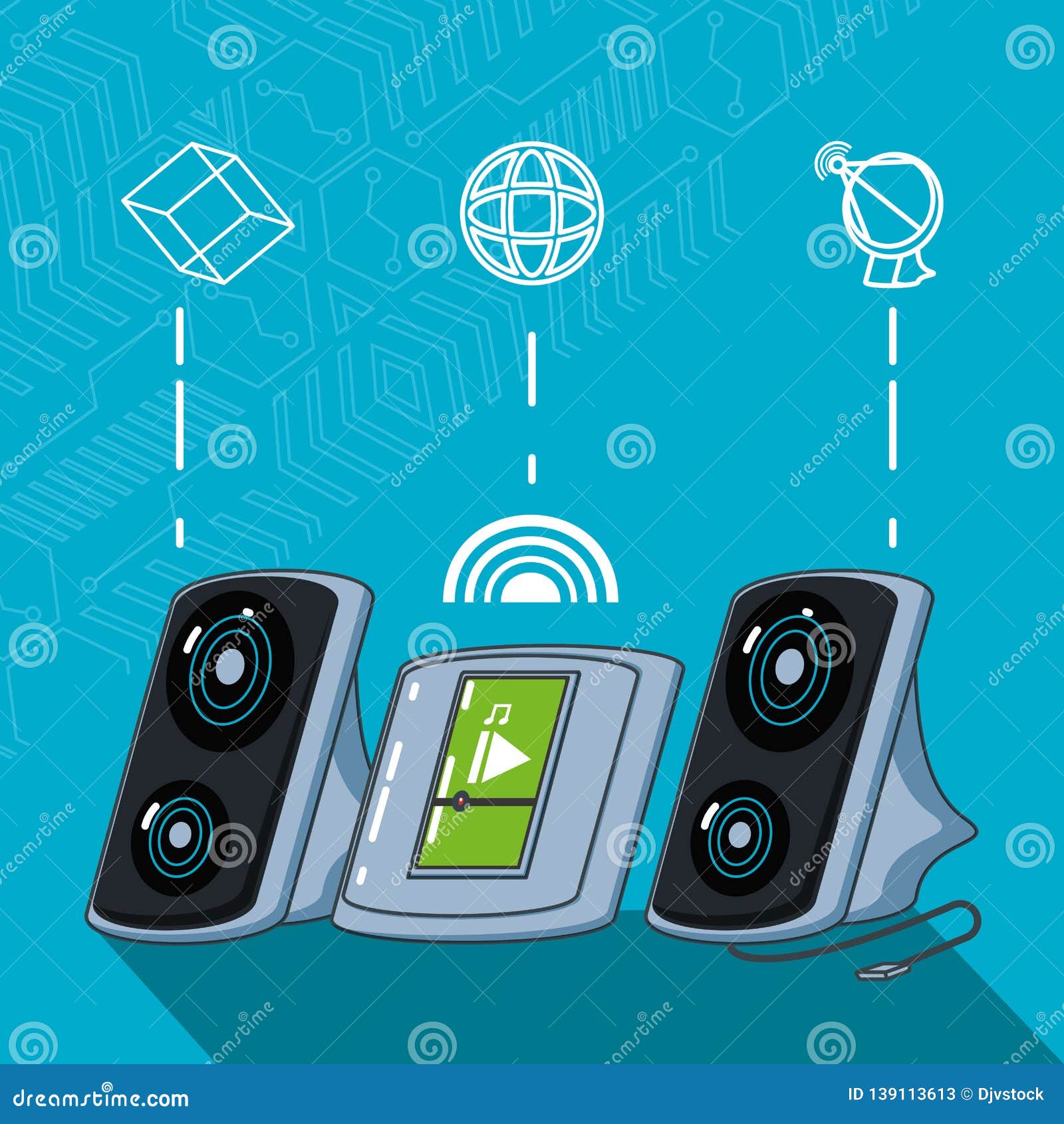 Communication Technology Set Gadgets Stock Vector - Illustration of ...