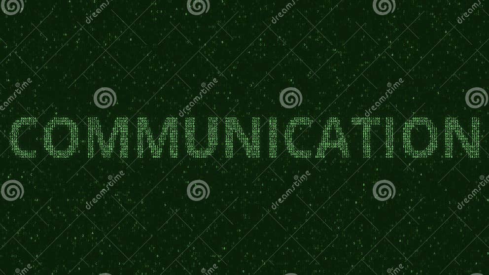 COMMUNICATION Text Consisting of Many Symbols on Computer Monitor. 3d ...