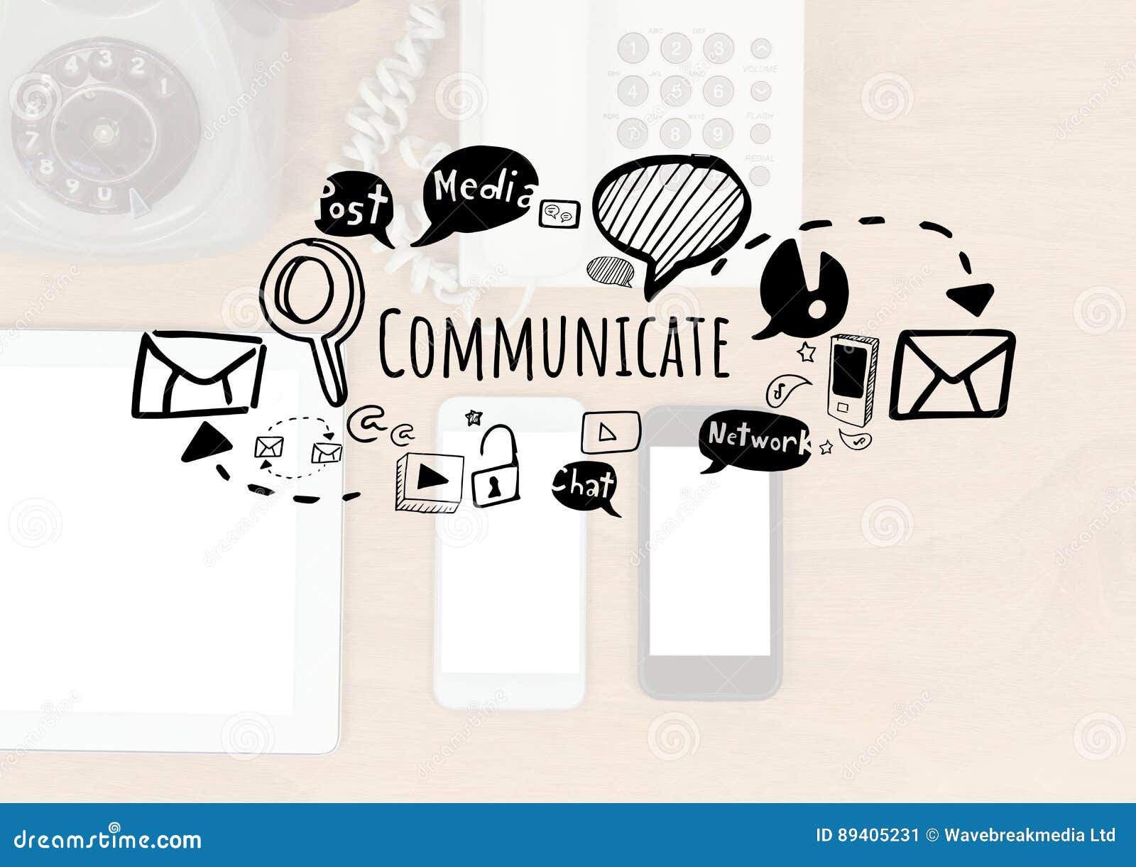 Communication Text with Drawings Graphics Stock Illustration ...