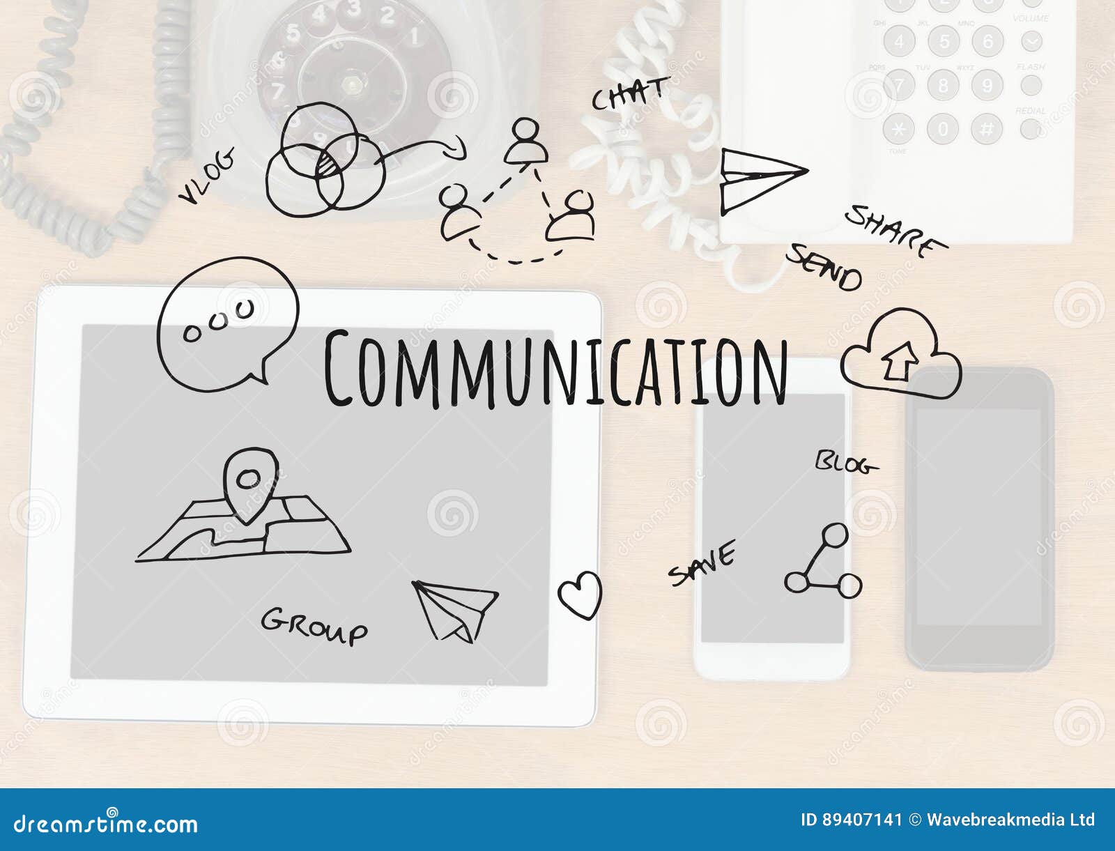 Communication Text with Drawings Graphics Stock Illustration ...