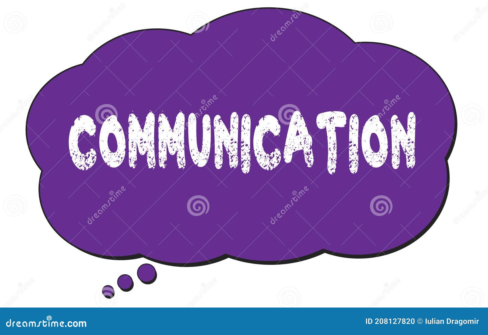 COMMUNICATION Text Written on a Violet Thought Cloud Stock Illustration ...