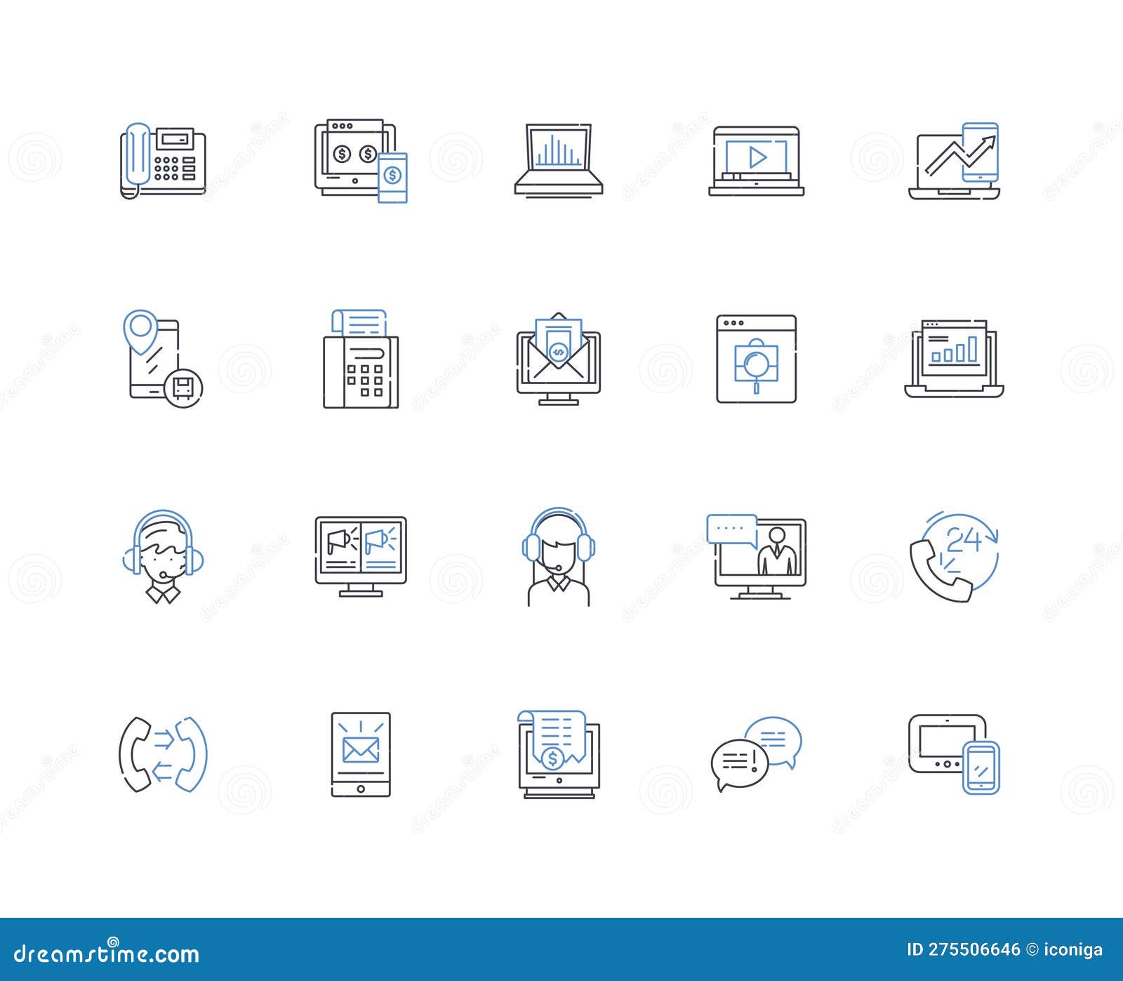 Communication Tool Line Icons Collection Platform Nerk Interface Messenger Collaboration