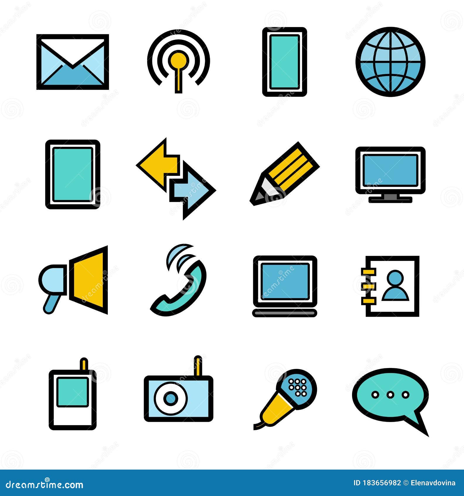 Communication Tools, Icons, Set, Color Stock Vector - Illustration of ...