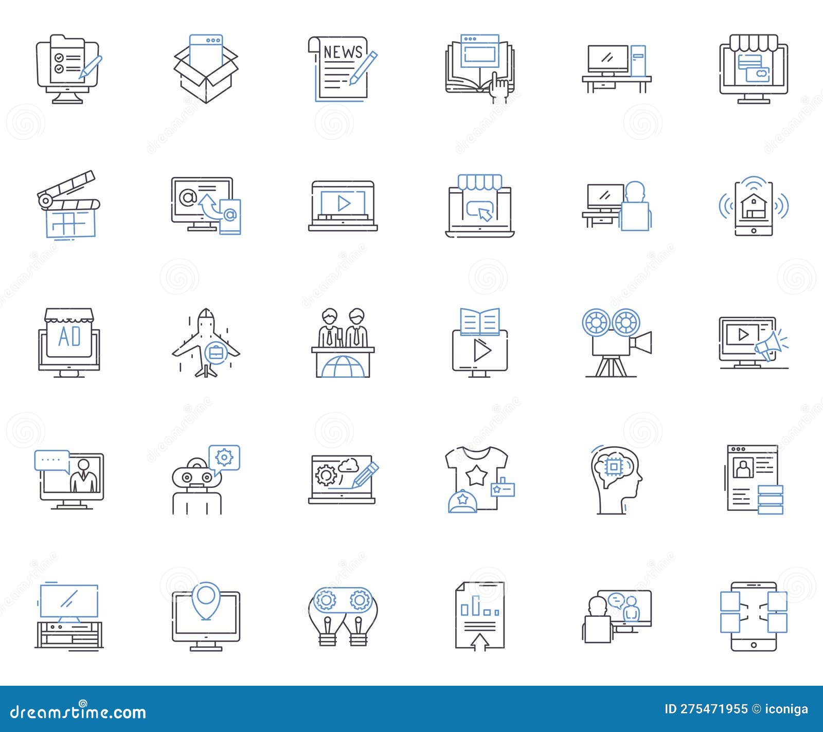 Communication Tools Line Icons Collection. Chat, Email, Ph, Video ...