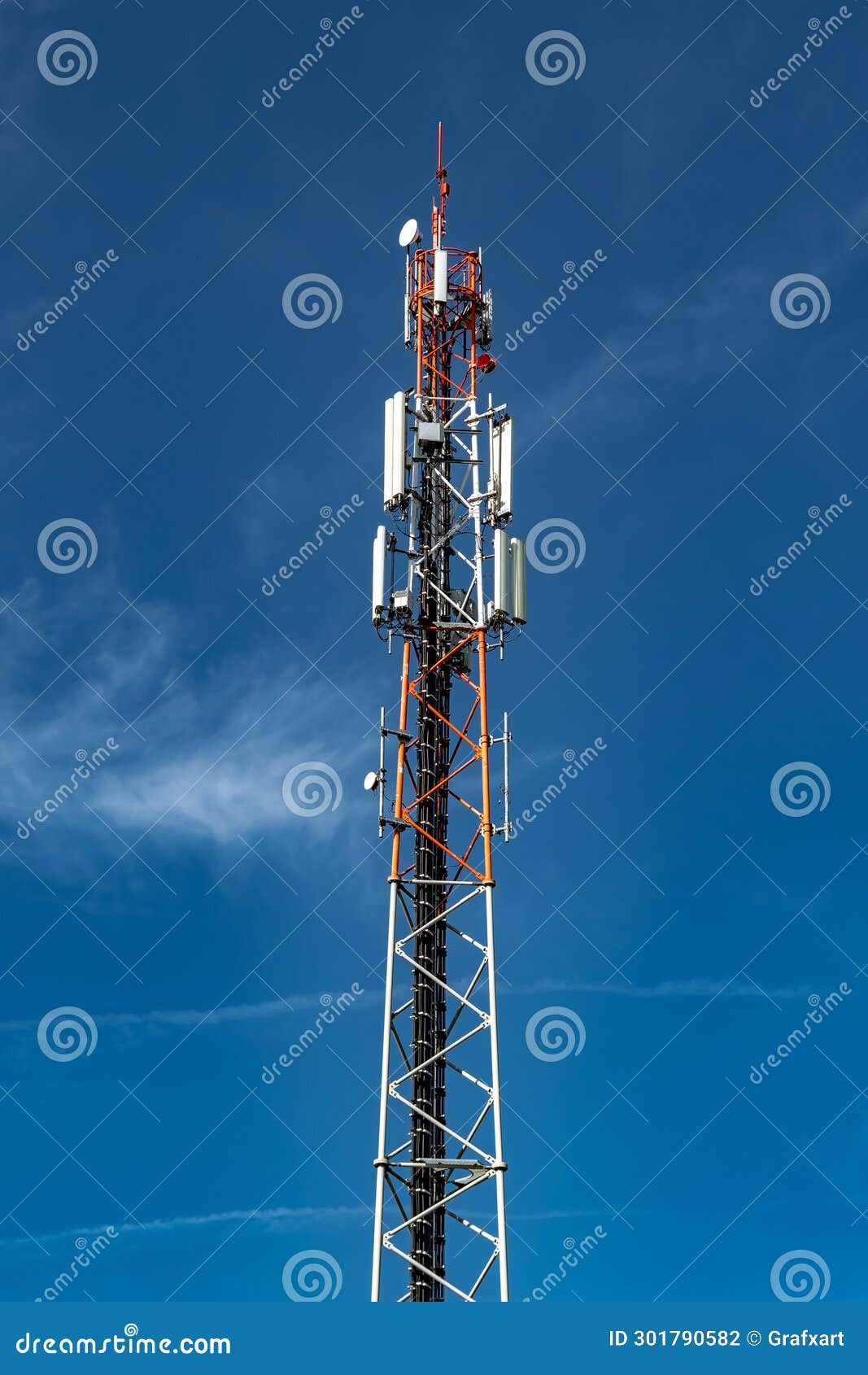 Communication Tower with Antennae and Satellite Dishes Stock Photo ...