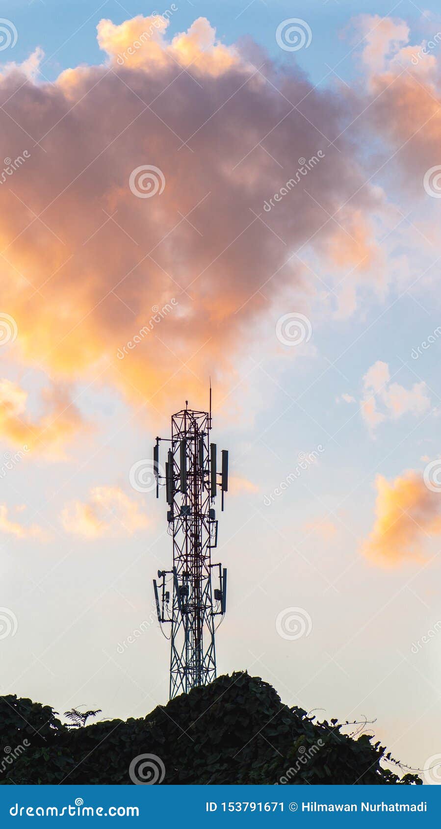 Communication Tower with Beautiful Sky As the Background. Stock Image ...