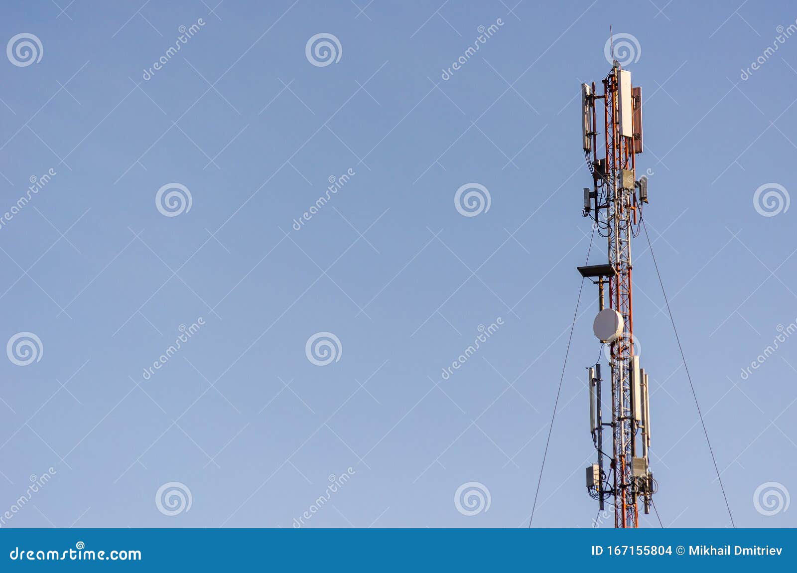 Communication Tower with Cable Extensions To Stabilize the Situation ...