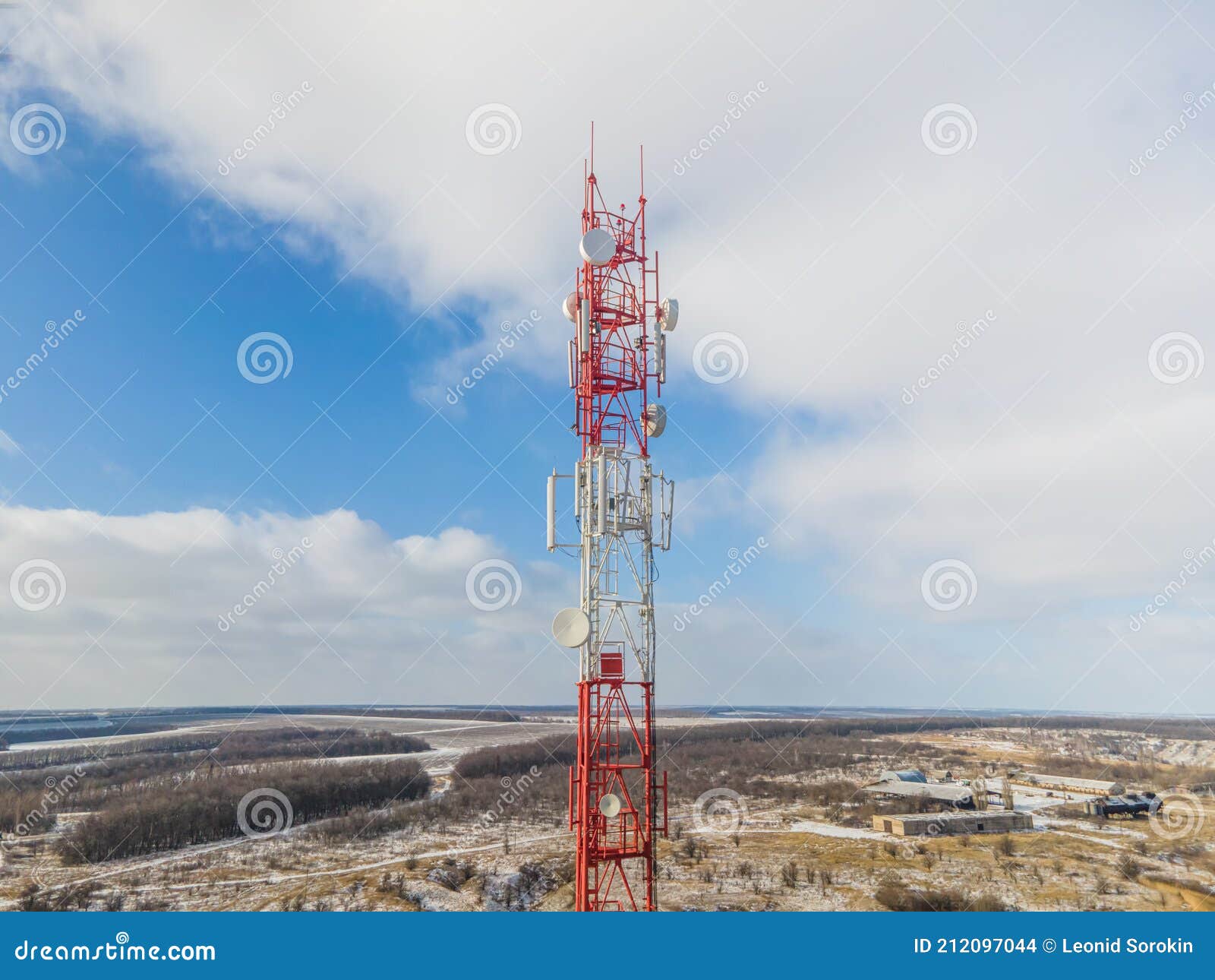 Communication Tower for 4G and 5G Telecommunication. Base Transceiver ...