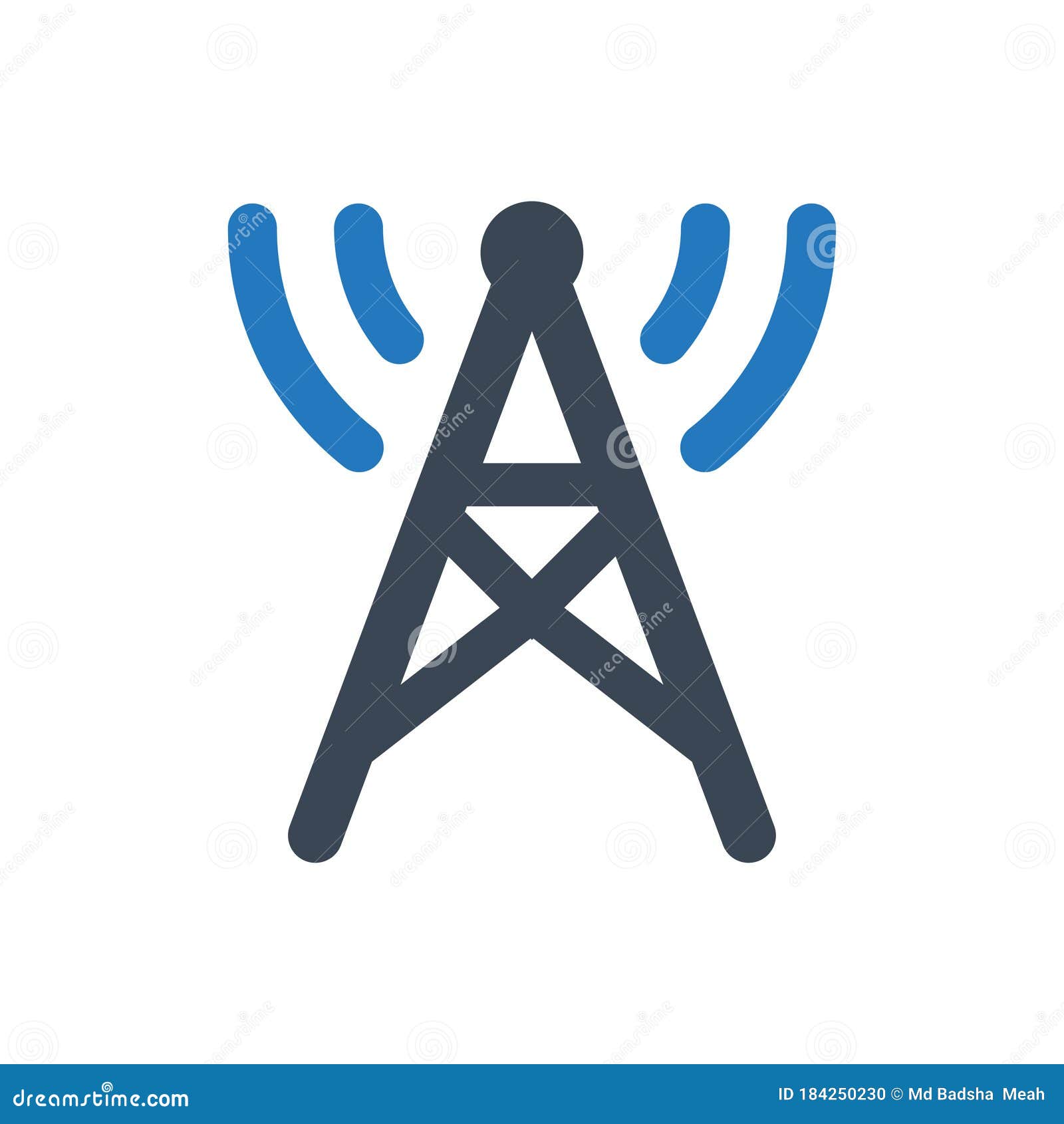 Communication tower icon stock vector. Illustration of symbol - 184250230