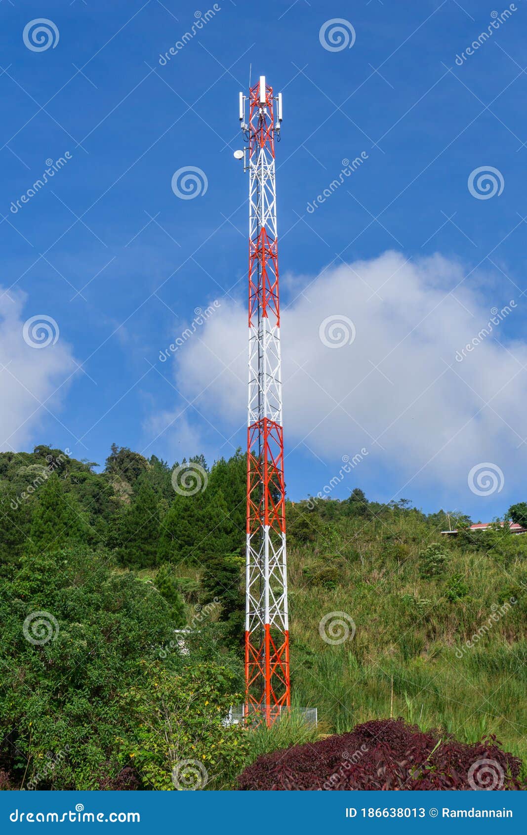 Communication Tower with Red and White Colour Stock Image - Image of ...