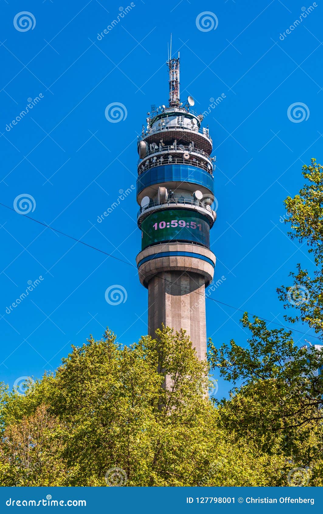 Communication Tower in Santiago De Chile Stock Image - Image of tower ...