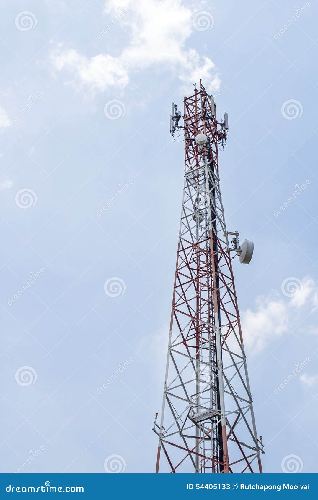 Communication Tower with Satellite Dishes Stock Image - Image of radio ...