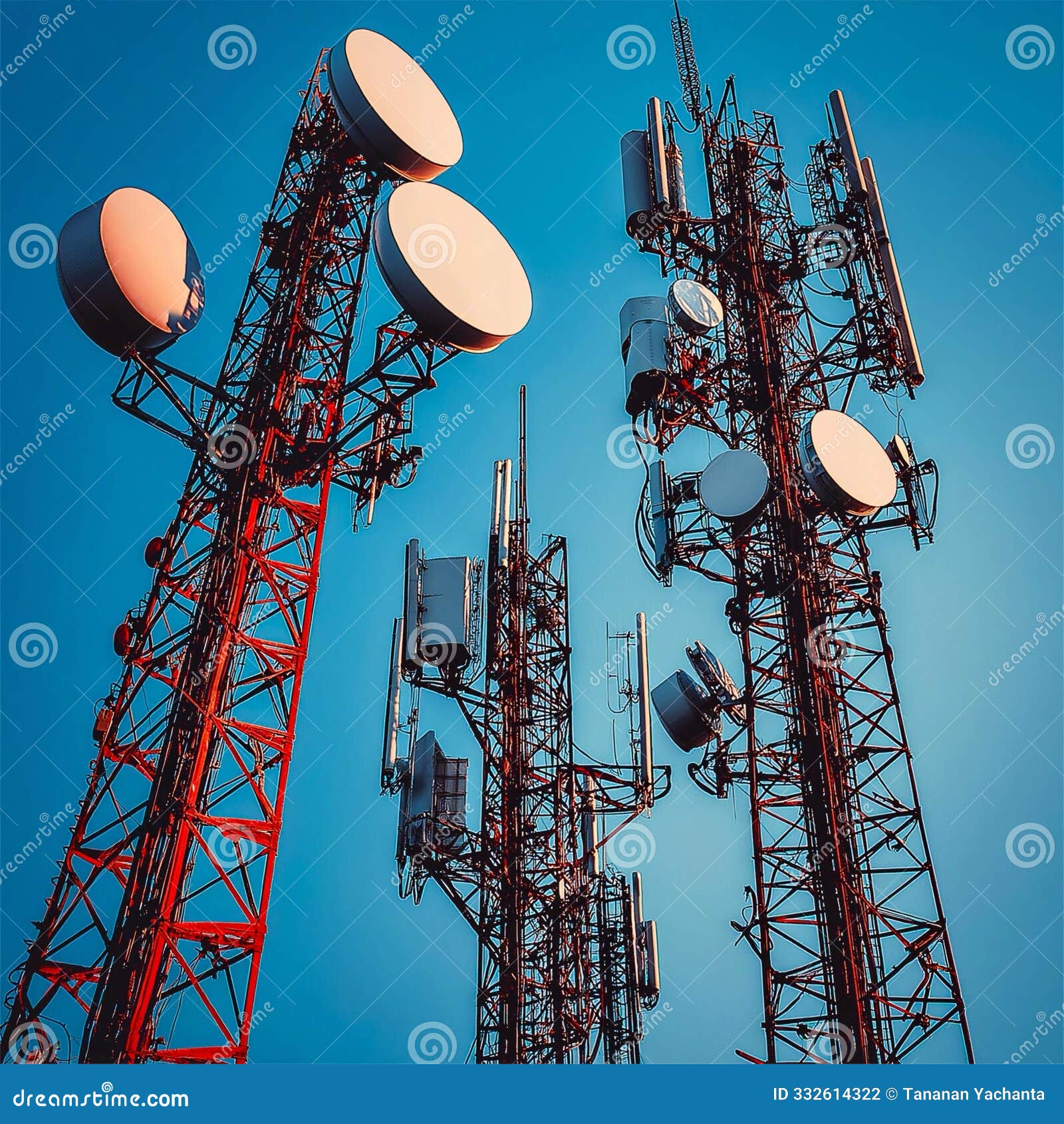 Communication Tower in Sky, Technology, Station Stock Photo - Image of ...