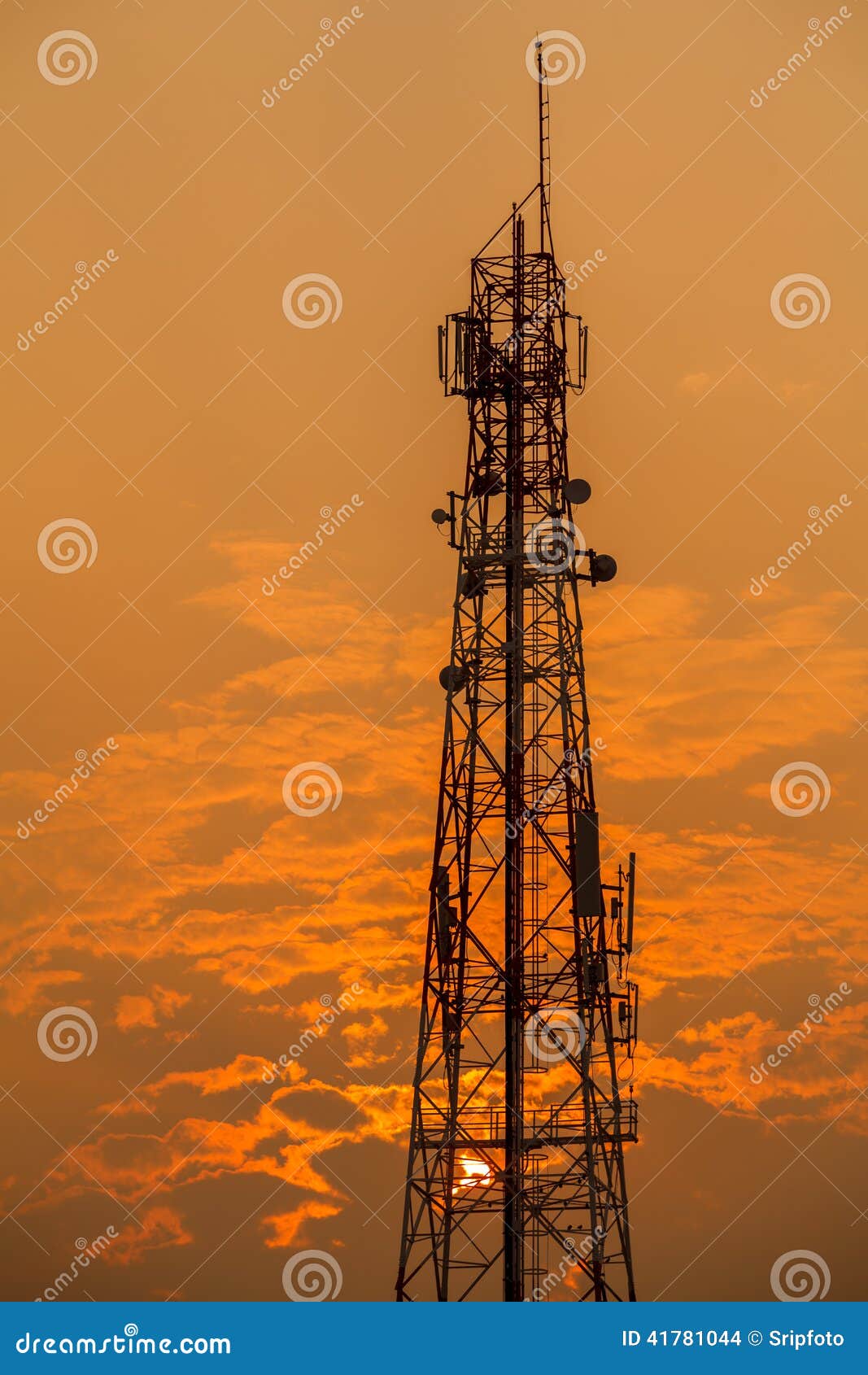 Communication Tower during Sunset Stock Photo - Image of global, modern ...