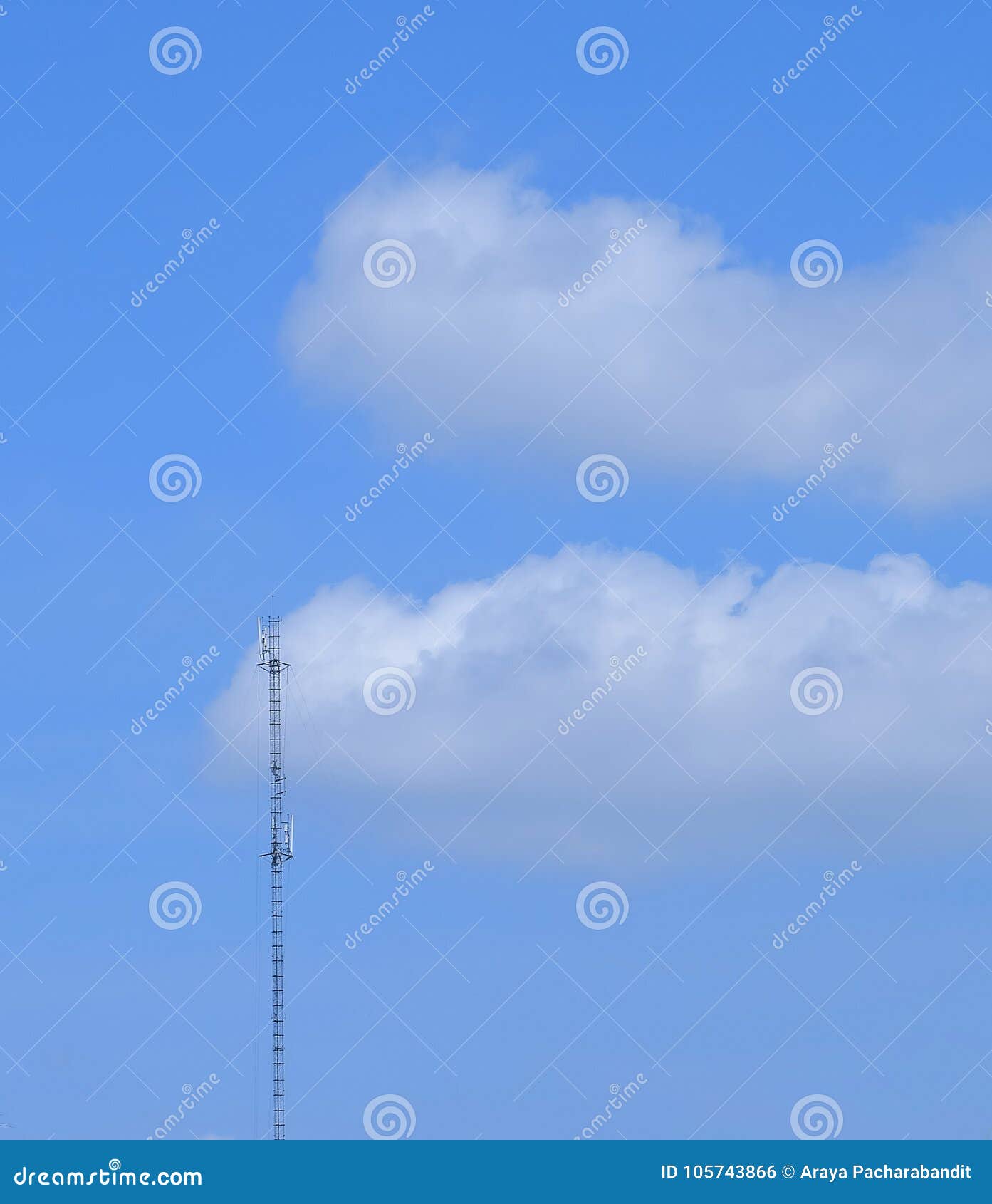 Communication Tower and Electric Pole with Blue Sky Stock Photo - Image ...