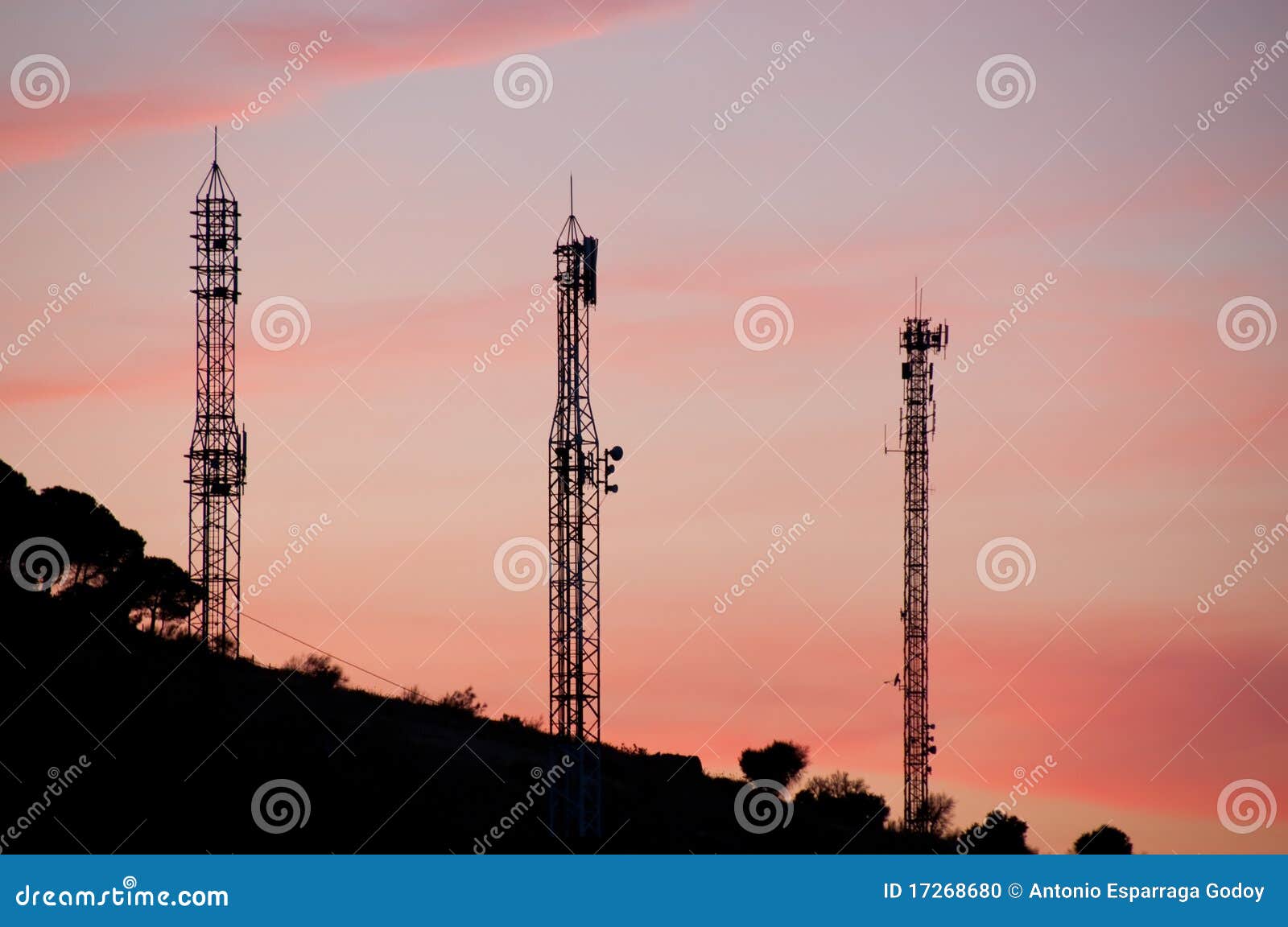 Communication Towers In On Blue Sky Background Royalty-Free Stock Photo ...