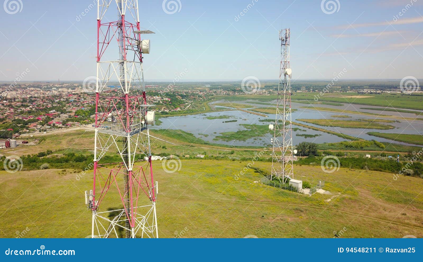 Communication Towers Aerial View Stock Image - Image of nature ...