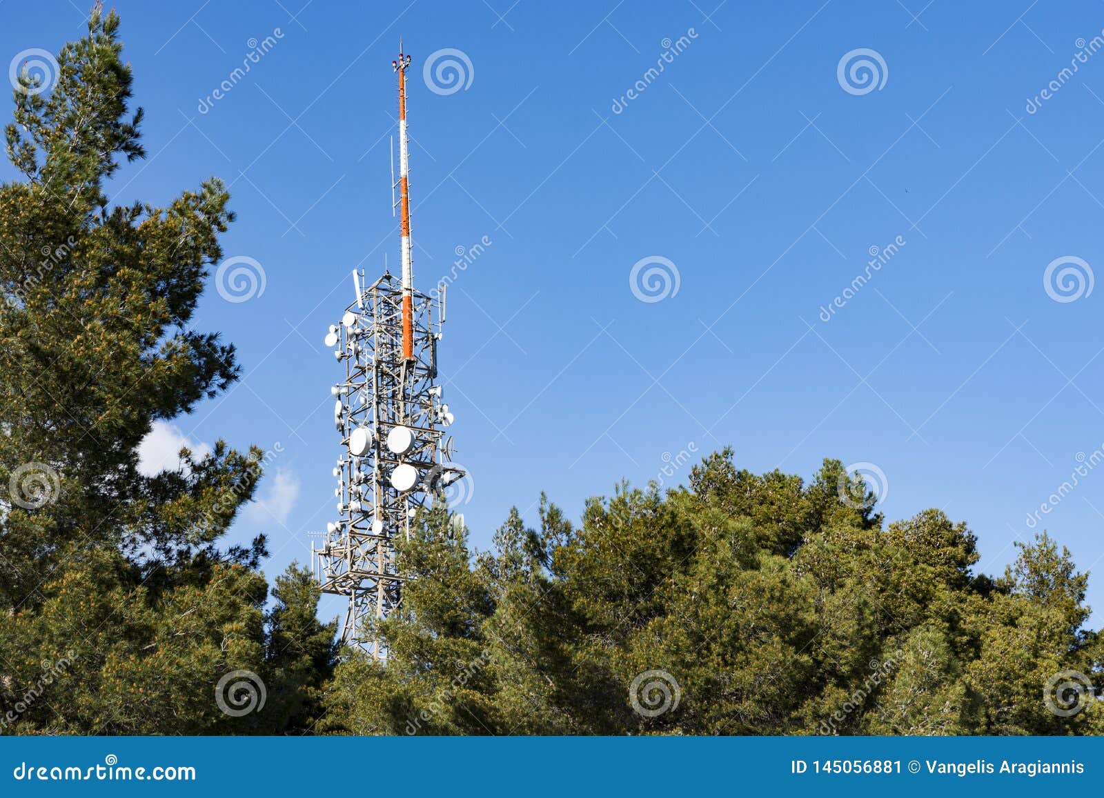 Communication Towers Antennas And Dishes Stock Image Image Of Cables